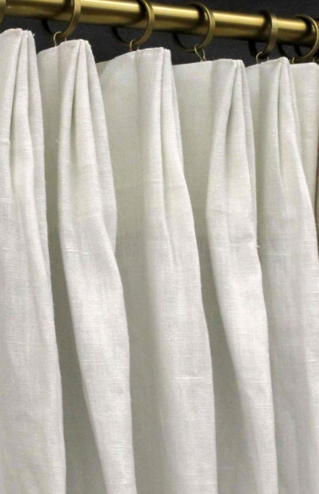 Custom Pleated Lined Drapes in White Linen - Rich Tex
