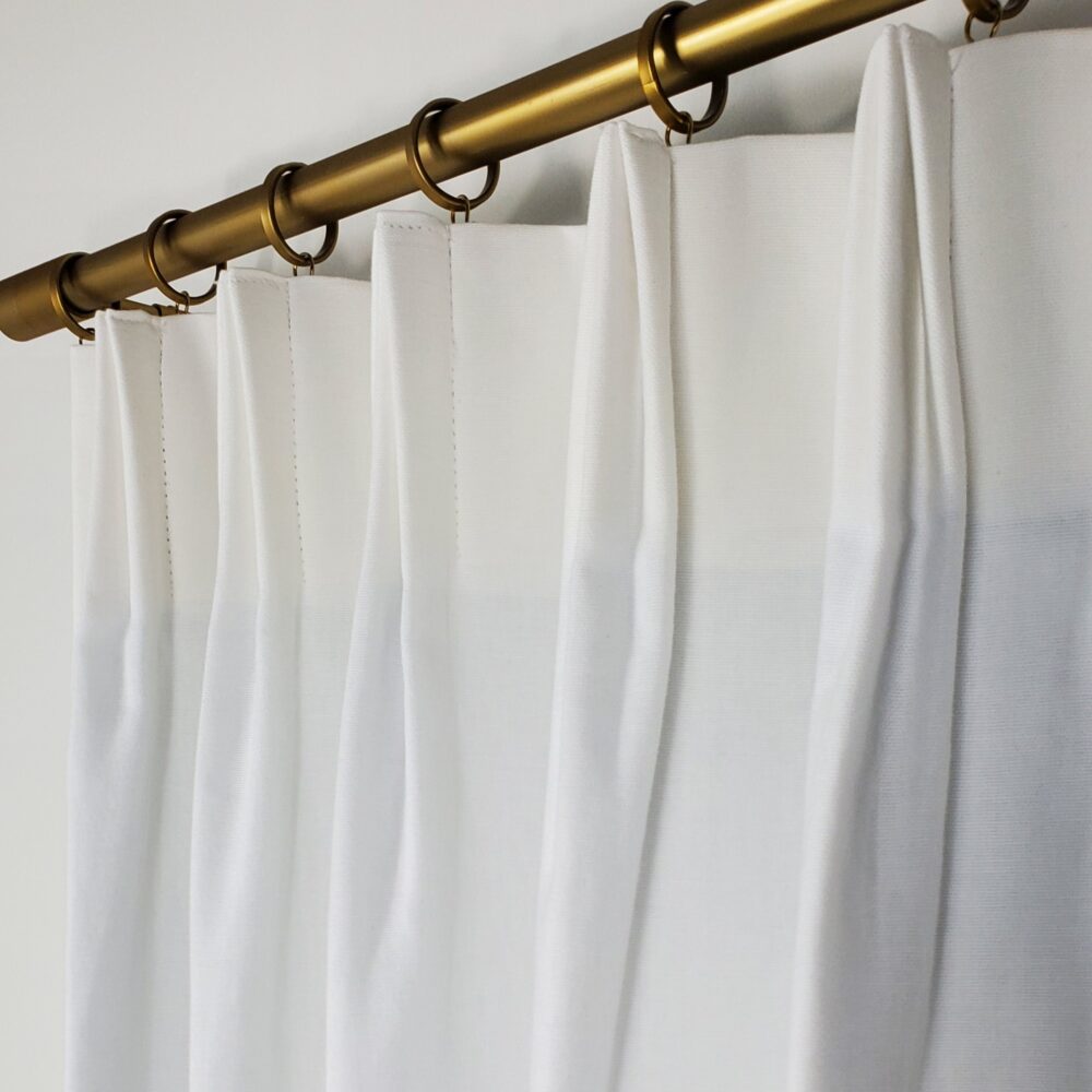 Premium Pleated Lined Drapes in White Cotton Duck, 100% Cotton (1 Pair ...