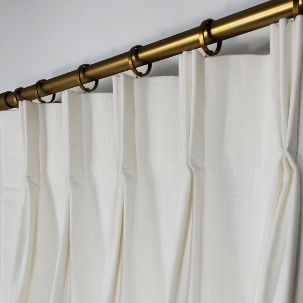 Premium Pleated Lined Drapes in White Slub Canvas - Rich Tex