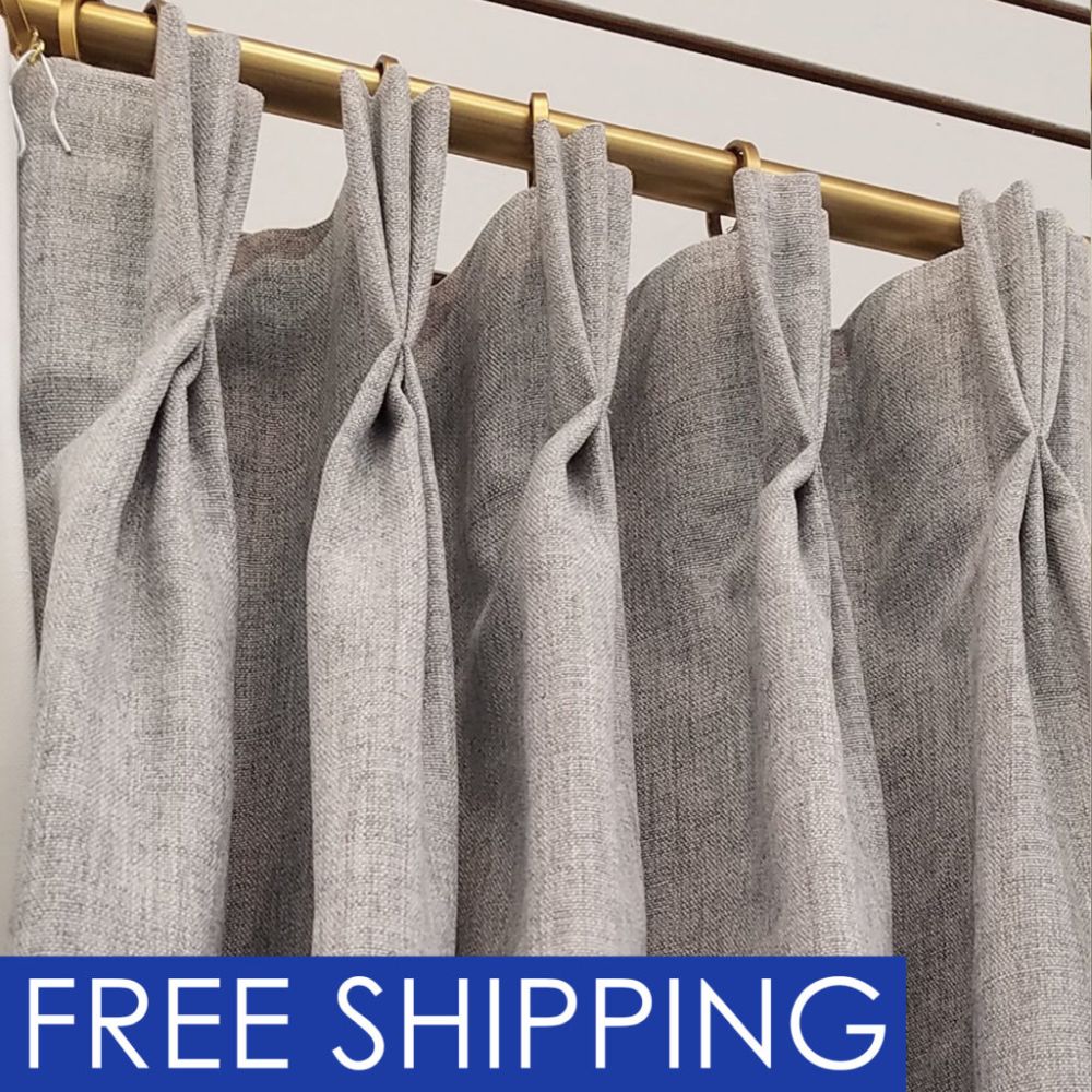 Premium Custom Drapes in Logan Light Gray - Rich Tex