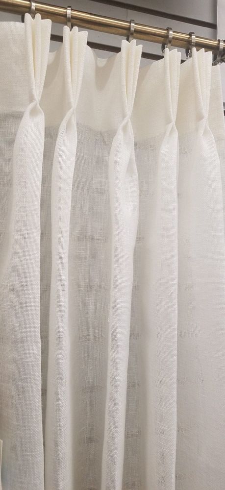 On-the-Move Pleated, Lined Drapes in Birman Off-White, Open-Weave Linen ...