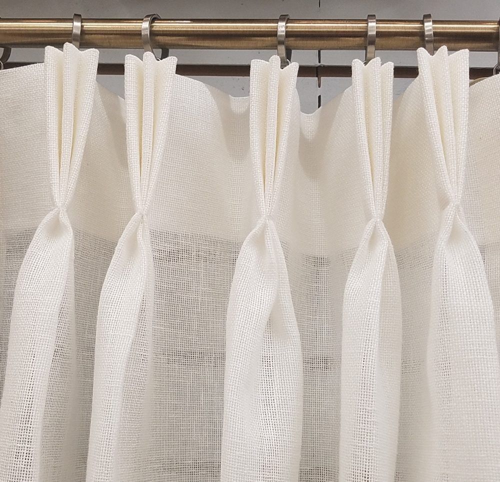 On-the-Move Pleated, Lined Drapes in Birman Off-White, Open-Weave Linen ...