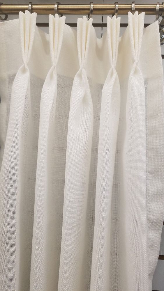 On-the-Move Pleated, Lined Drapes in Birman Off-White, Open-Weave Linen ...