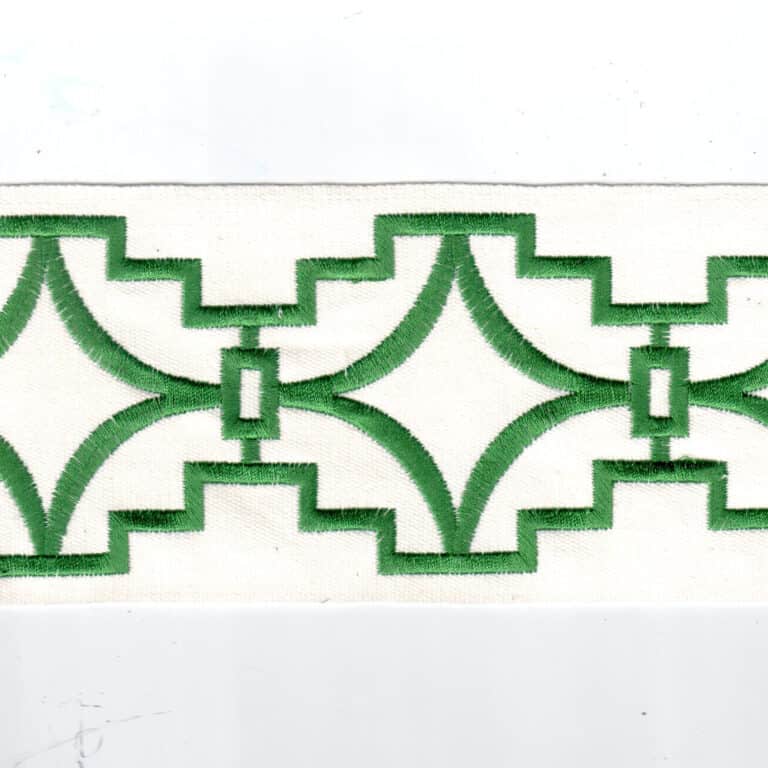 Perigold Geometric Embroidered 3 5/8 in. Decorative Trim in Kelly Green ...