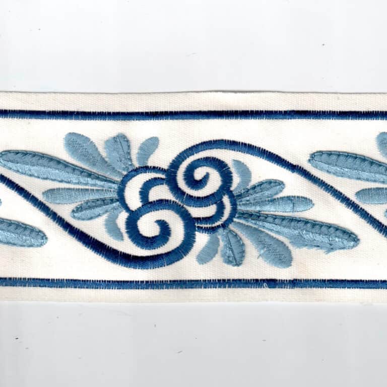 Decorative Trim Tango Floral Embroidered 3 5/8 in. in Navy Blue