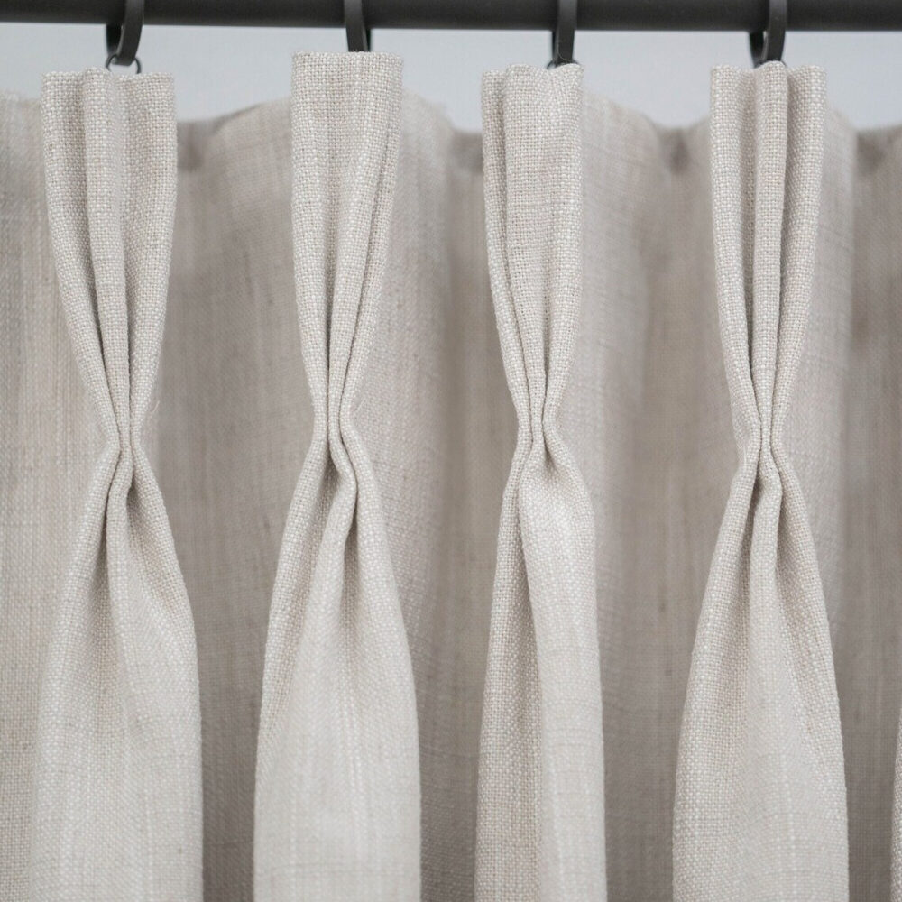 Premium Pleated Lined Drapes in Frisco Sandstone, Linen-Blend Fabric (1 ...